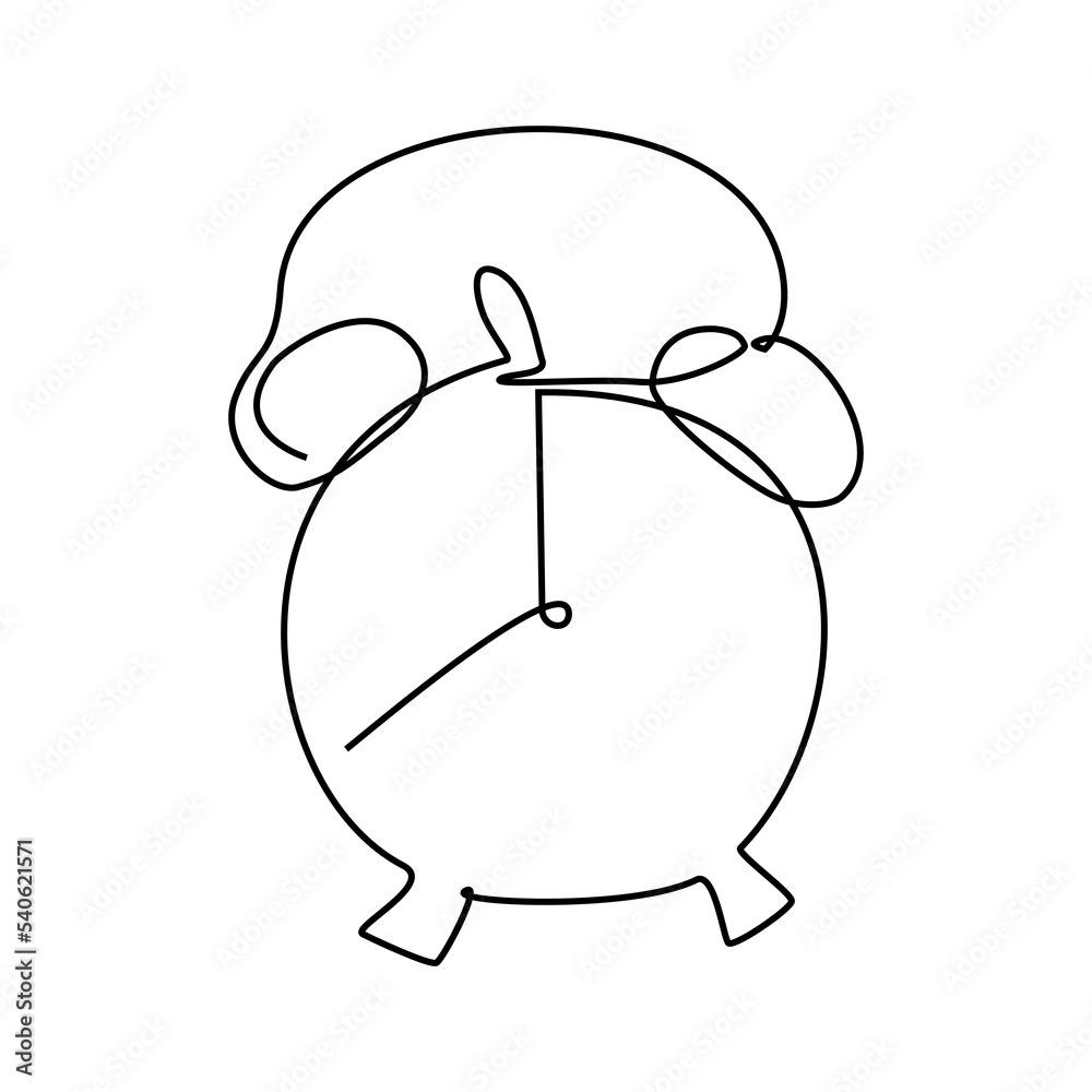 One line drawing of a Vintage Look Round Dial Twin Bell Table Alarm ...