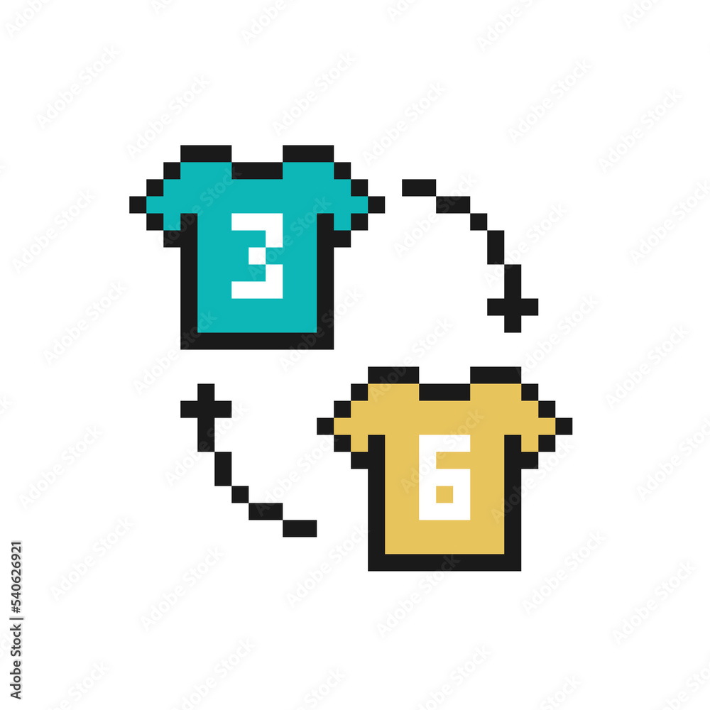 Substitution icon in pixel art design. Football or snooker symbol ...