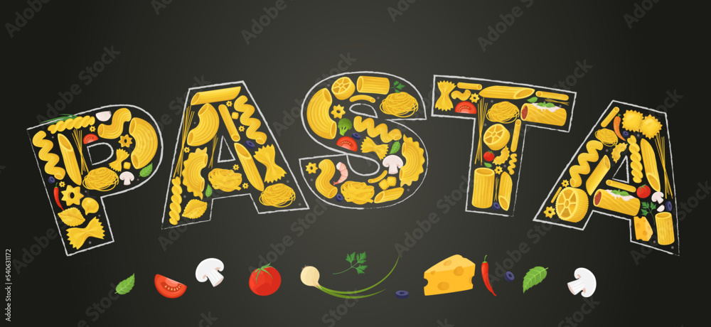 Pasta sign food vector poster banner template Stock Vector | Adobe Stock