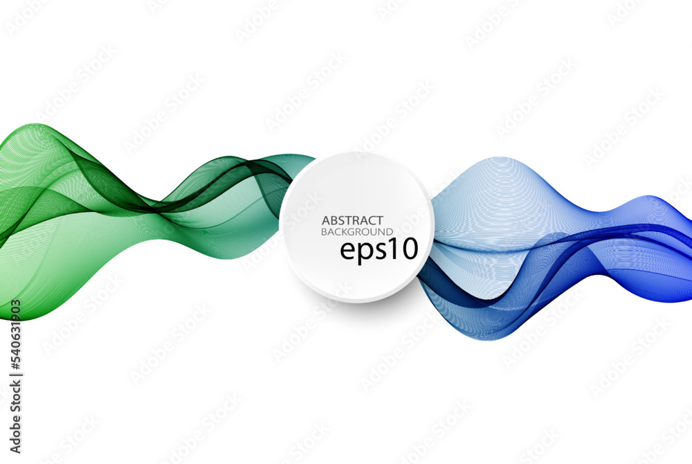 Abstract blue green lines wave background, wave vector design Stock ...
