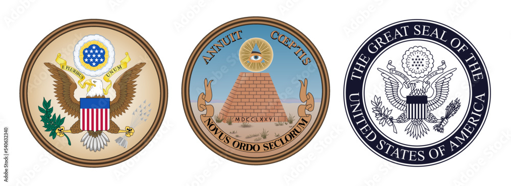 Vector obverse and reverse side of the great seal of the United States ...