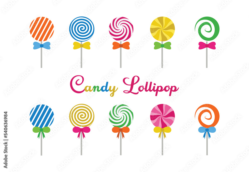 Candy lollipop seamless round spiral delicious flat design cartoon ...