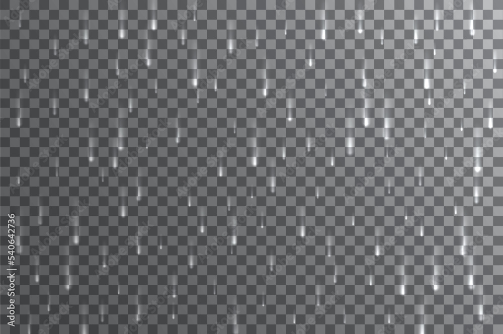 Realistic rain texture on transparent background. Rain drops overlay ...