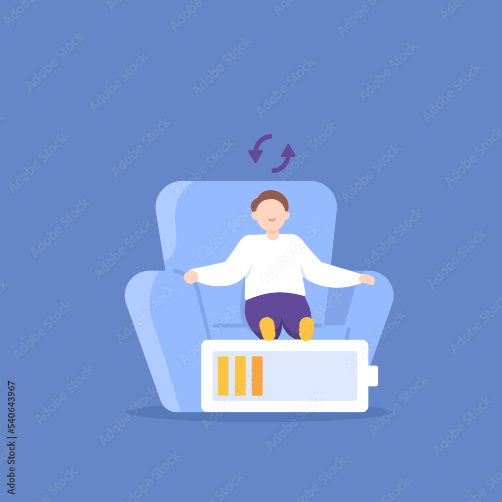 recharge energy. power refill. rest or recovery. tired and exhausted ...