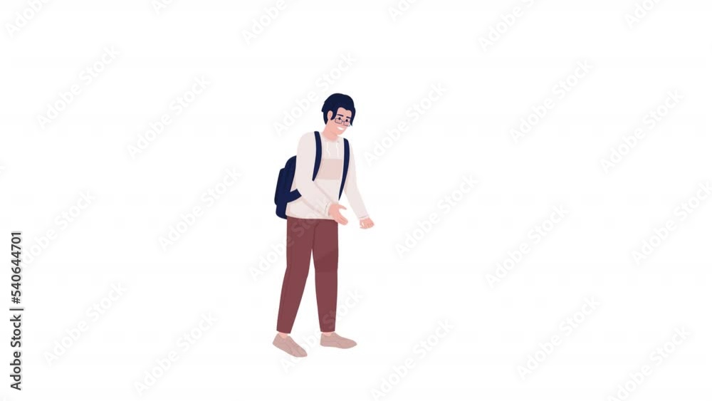 Animated talking student character. Male pupil with backpack. Full body ...