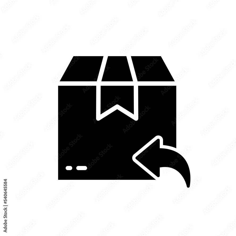 Arrow Back Shipping Return Goods on Post Silhouette Icon. Return Parcel ...