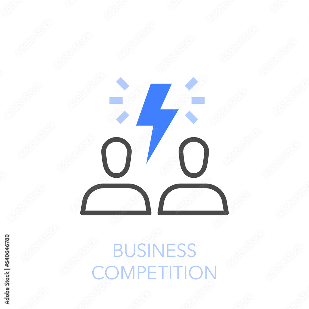 Simple visualised business competition icon symbol with two persons and ...