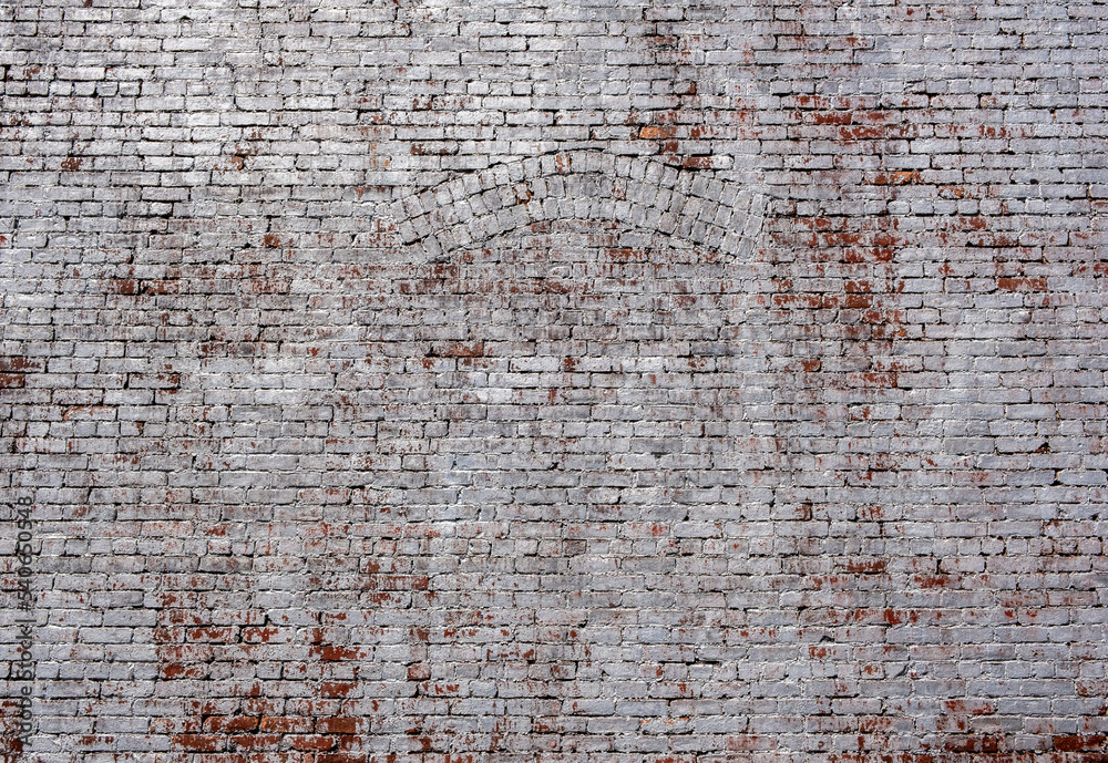 Faded white painted brick wall including brick arch Stock Photo | Adobe ...
