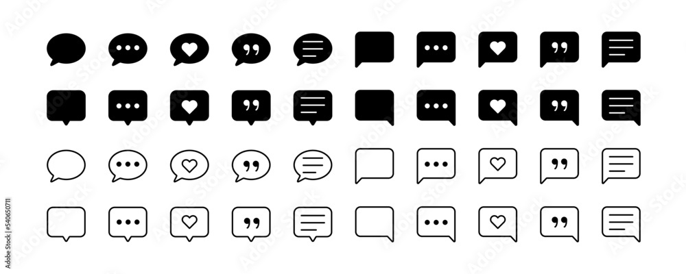 Message icon. Chat symbol. Communication on the internet. Black color ...