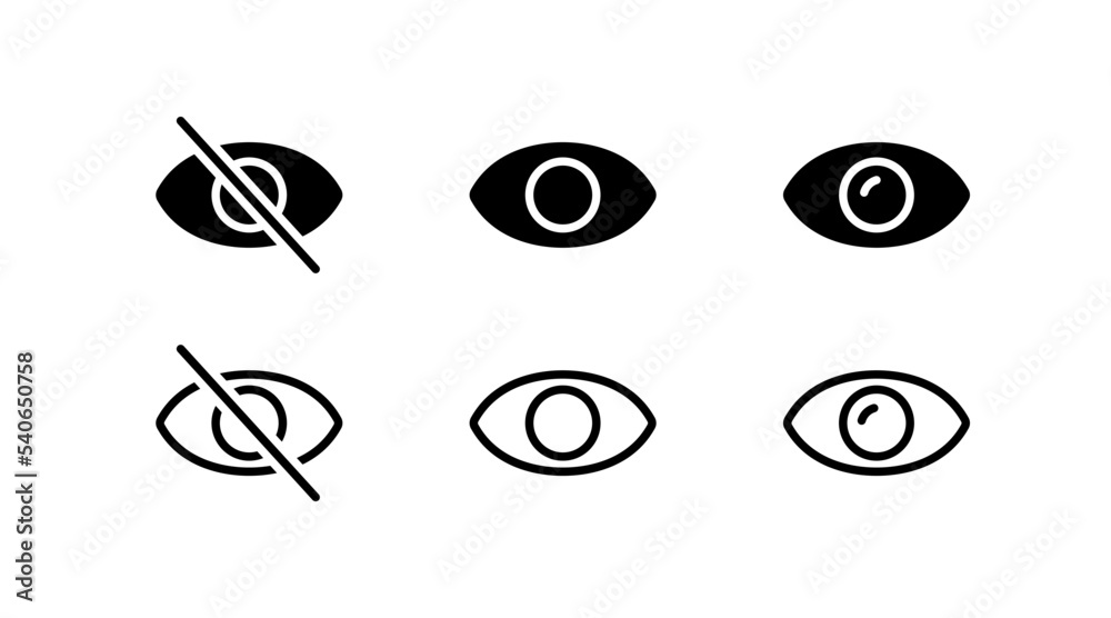 Eye icon. Eyeball symbol. Closed eye. Outline symbol. Vector sign ...