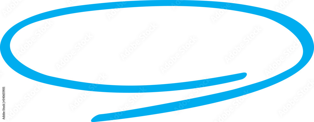 Blue circle, pen draw. Highlight hand drawing circle isolated on ...