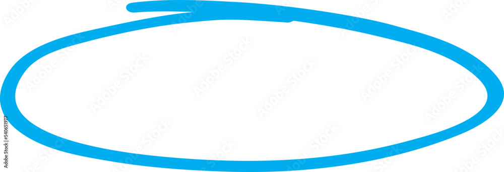 Blue circle, pen draw. Highlight hand drawing circle isolated on ...
