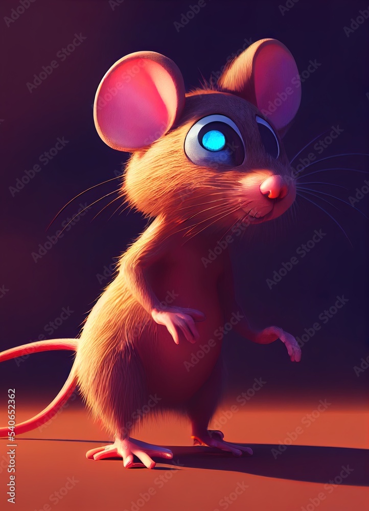 Cute Sweet Cartoon Mouse Animated - Digital Art, 3D Render, Concept Art ...