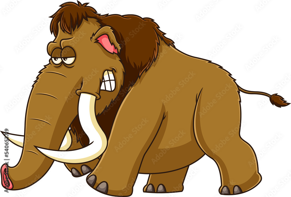 Angry Mammoth Cartoon Character Running. Hand Drawn Illustration ...