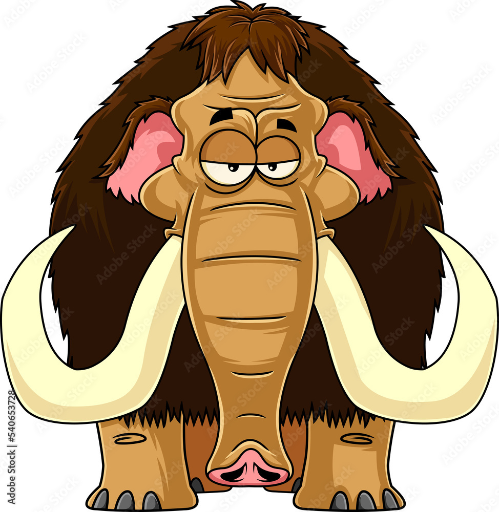 Mammoth Cartoon Character. Hand Drawn Illustration Isolated On ...