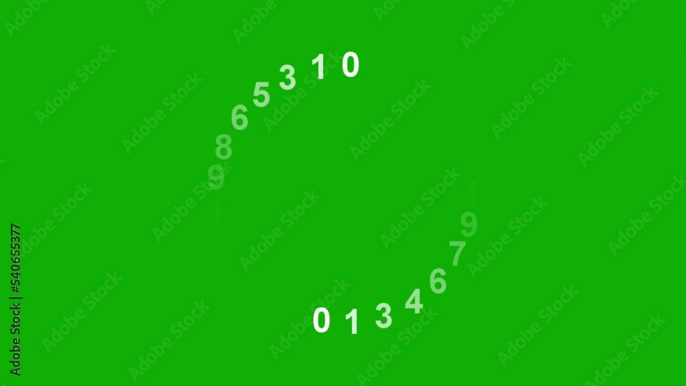 Spinning digital numbers motion graphics with green screen background ...