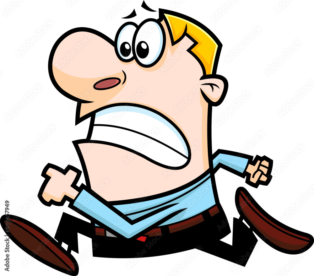 Businessman Cartoon Character Running Late for Work. Vector Hand Drawn ...