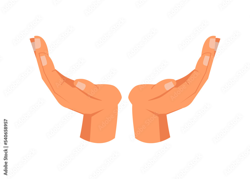 Two empty open hands raised up, asking for help. Isolated gesture ...