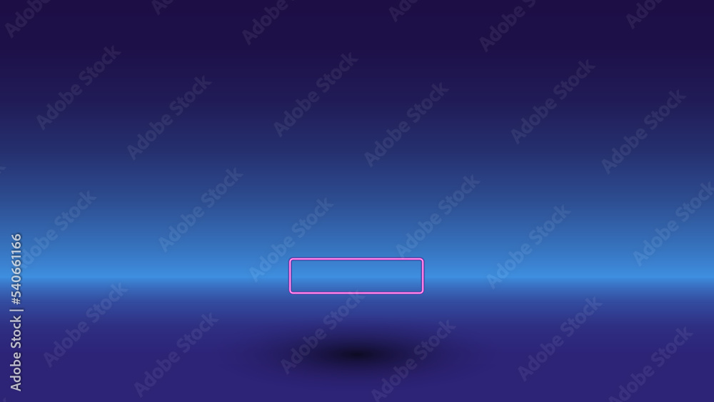 Neon minus symbol on a gradient blue background. The isolated symbol is ...