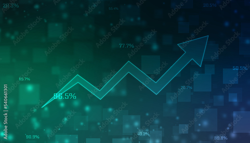 Business Growth graph on technology background, Futuristic raise arrow ...