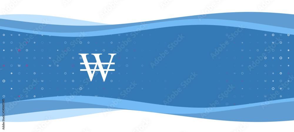 Blue wavy banner with a white Korean won symbol on the left. On the ...
