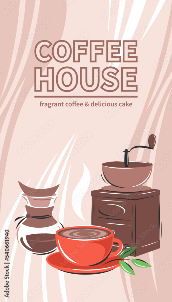 Banner for coffee house, coffee shop, cafe-bar, restaurant, menu ...