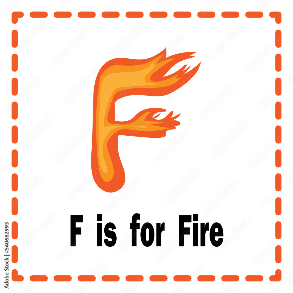 Alphabet F is for FIRE vector image. alphabet flash card. Stock Vector ...