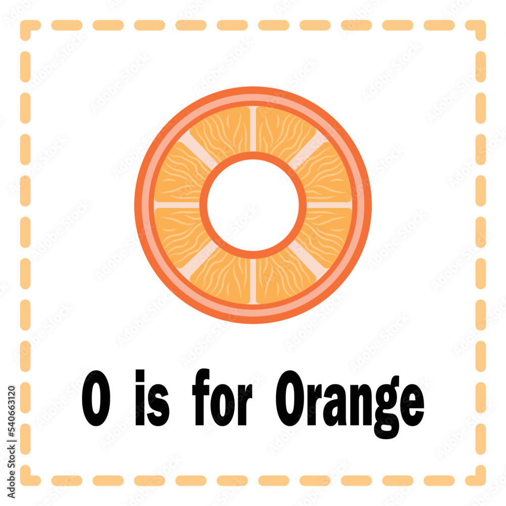 Alphabet O is for ORANGE vector image. alphabet flash card. Stock ...