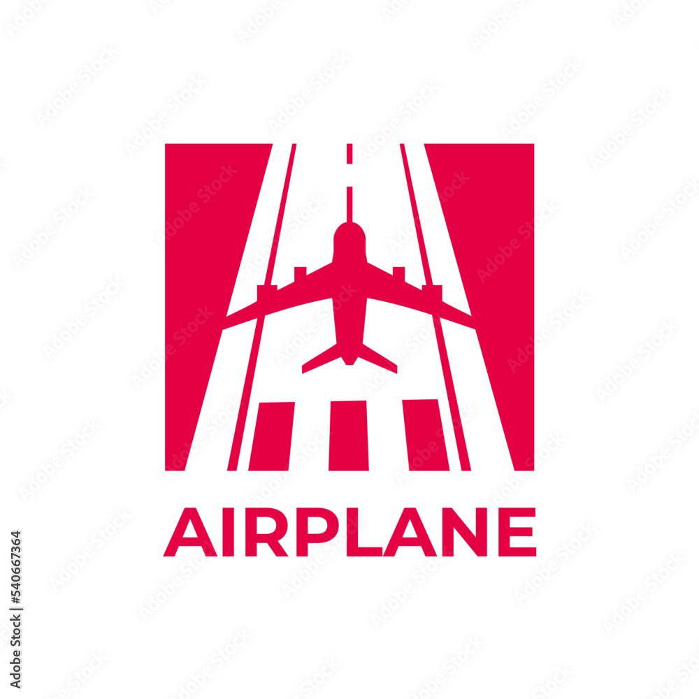 red logo on a white background. simple vector isolated logo of take-off ...