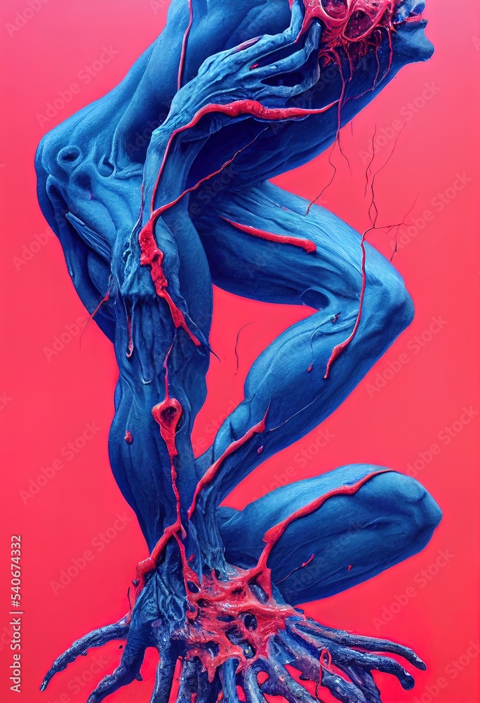 Deformed Body Horror Halloween Blood and Gore - Digital Art, 3D render ...