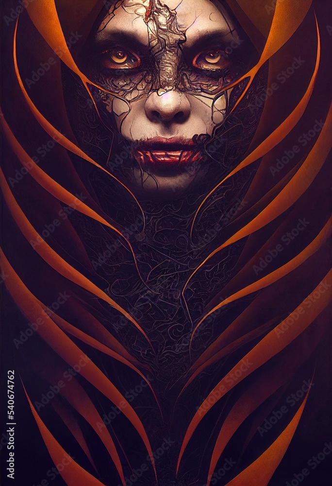 Demonic Face Halloween Costume Monster - Digital Art, 3D render ...