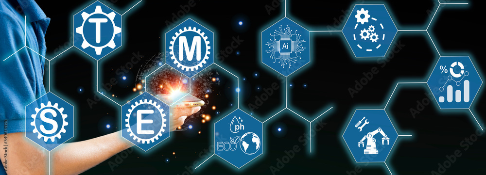 STEM Smart Industrial Technological Innovation concept. Science ...