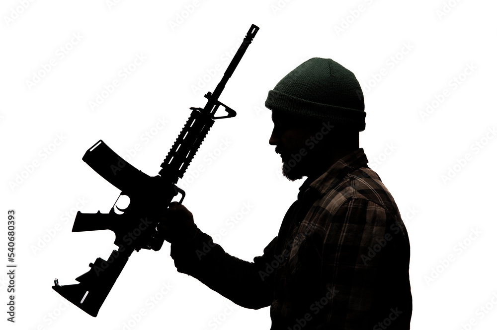 White man with machine gun ar-15. Stock Photo | Adobe Stock