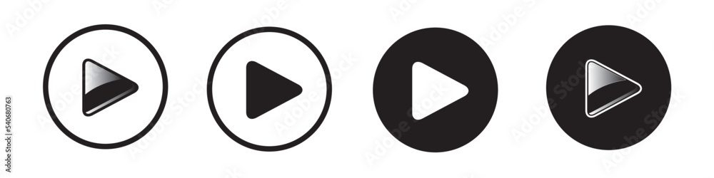 Vector illustration of play button icon. Set pay button icon Vector ...