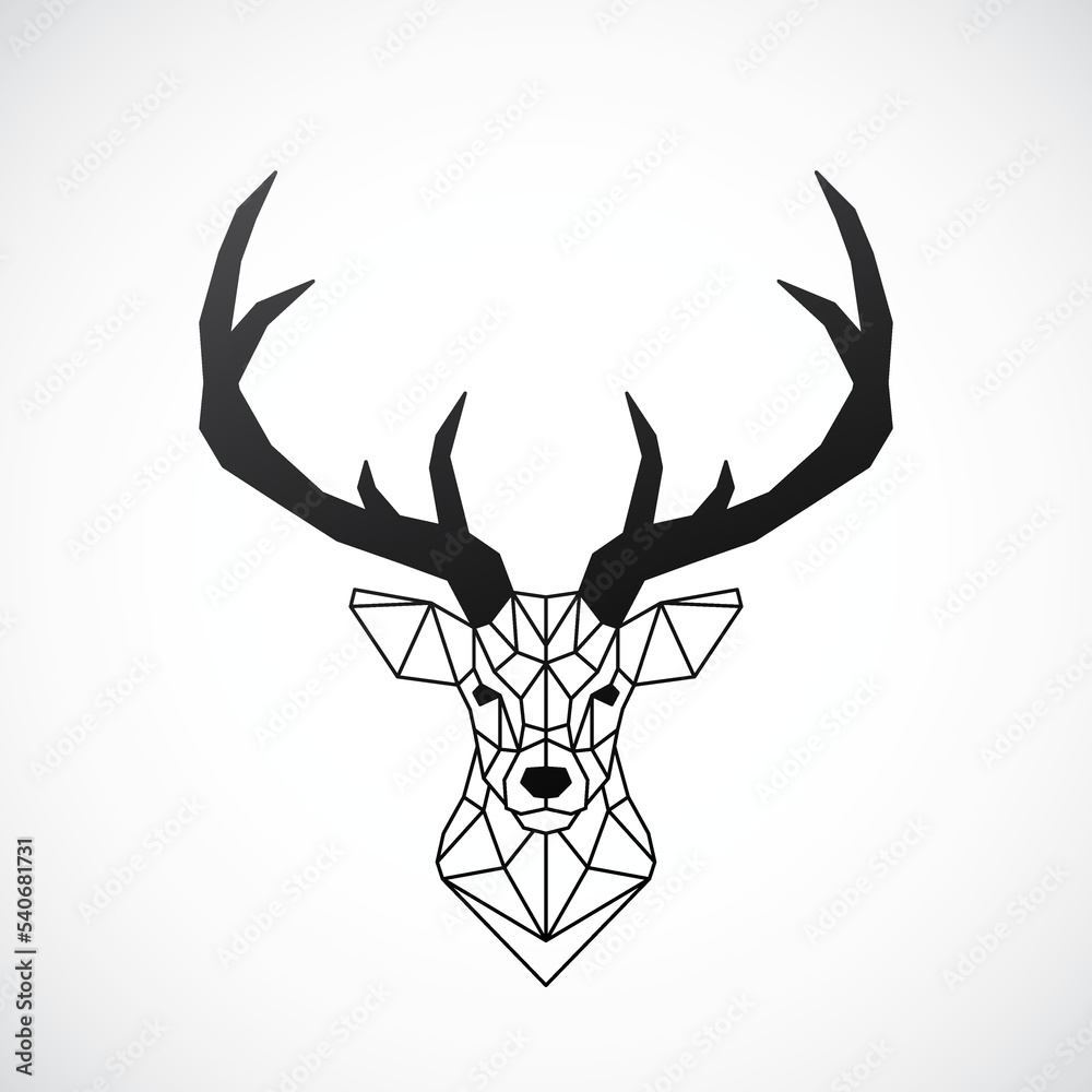 Stylized geometric shape deer with black horned. Hipster Symbol ...