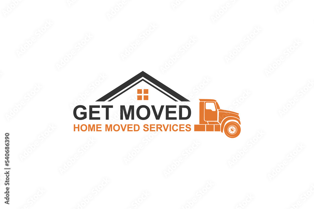 House moving service logo design roof house truck trailer icon symbol ...