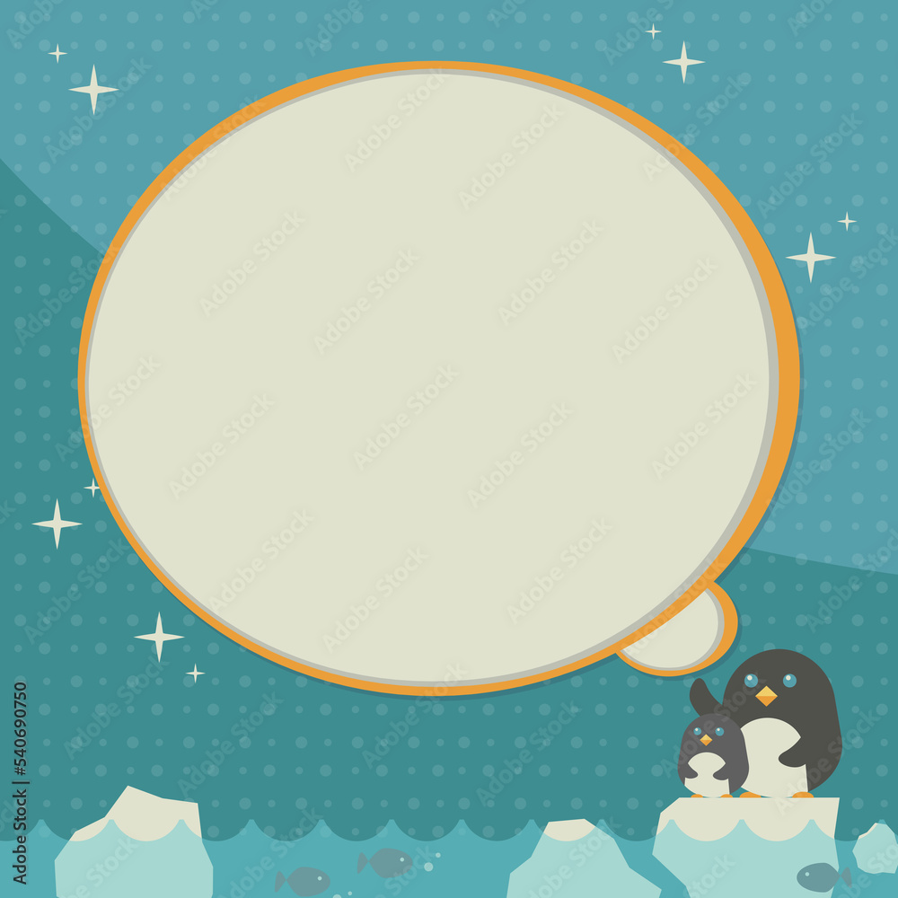 Background image cartoon cute penguin memo template Stock Illustration ...