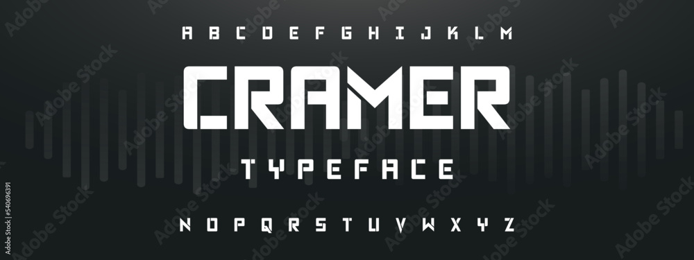 CRAMER Sports minimal tech font letter set. Luxury vector typeface for ...