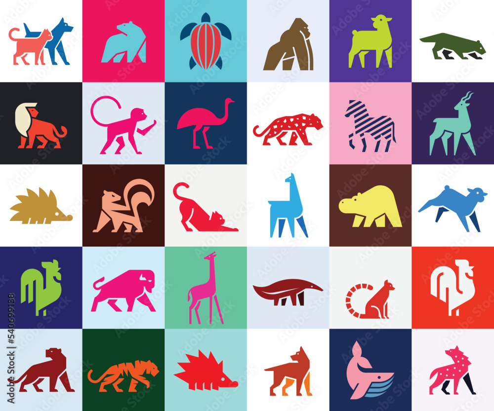 Animals logos collection. Animal logo set. Isolated on White background ...