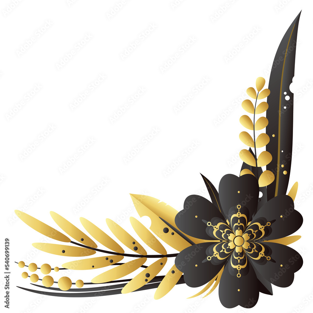 vintage flower right down corner frame Stock Illustration | Adobe Stock