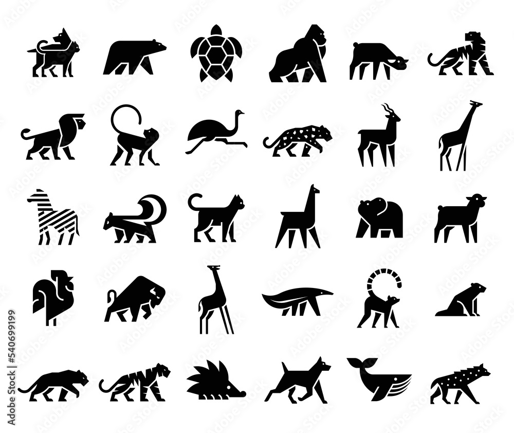 Animals logos collection. Animal logo set. Isolated on White background ...