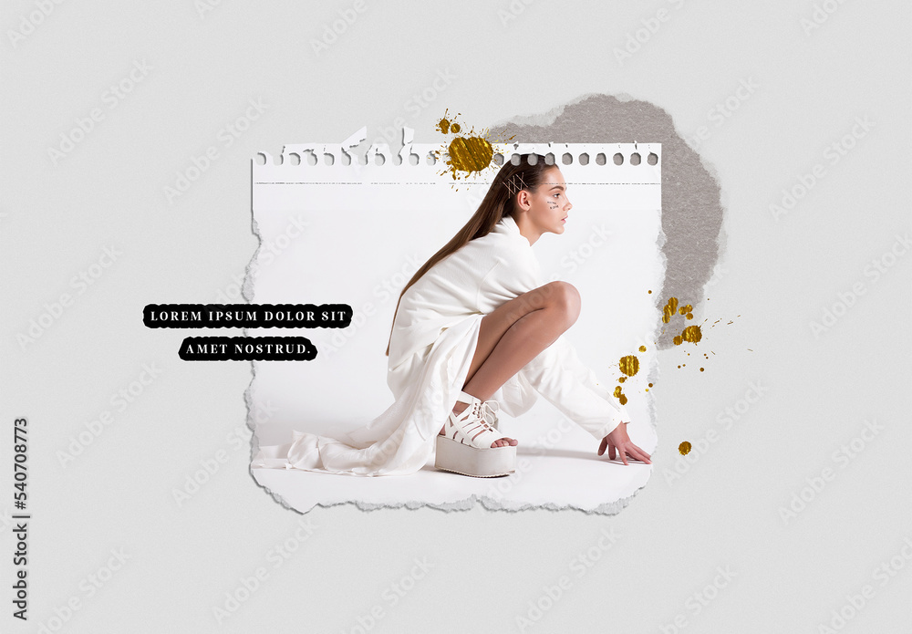 Creative Note Paper Photo Mockup with Gold Splashes Stock Template ...