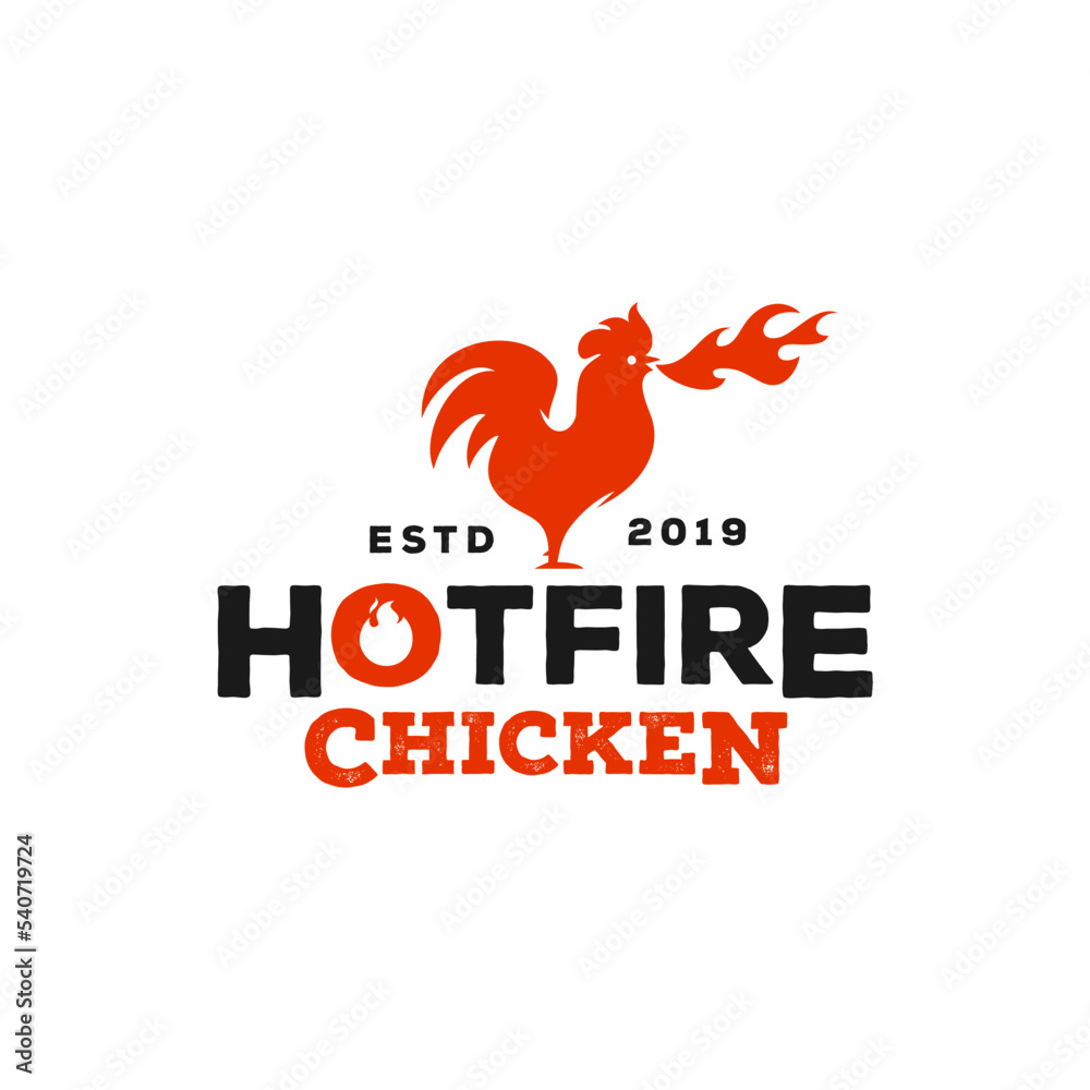 rustic fire chicken logo, hen flame hot symbol vector icon illustration ...