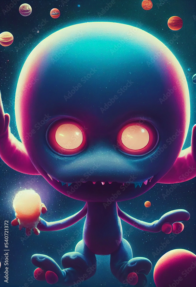 cartoon alien in space Stock Illustration | Adobe Stock