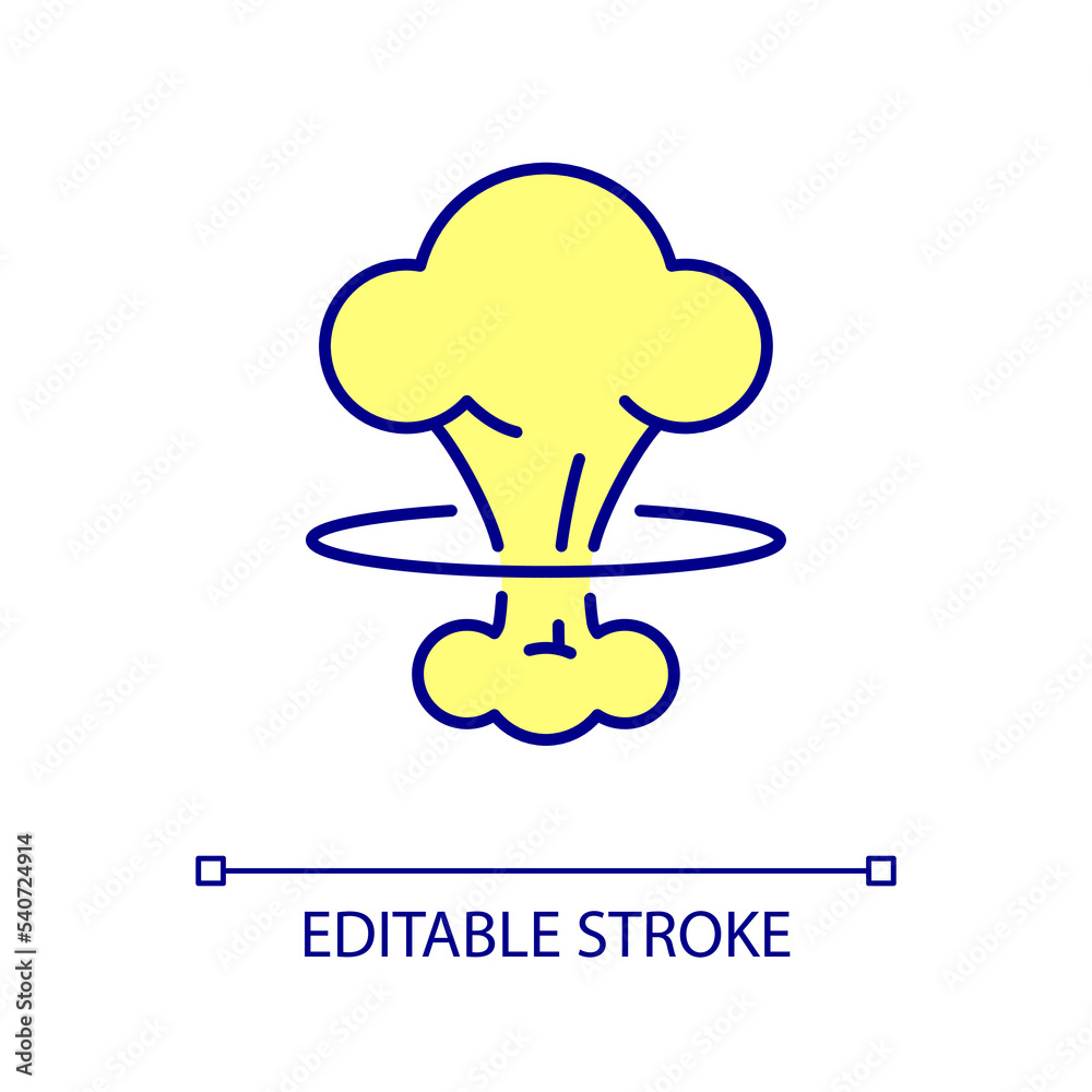 Nuclear explosion RGB color icon. Radioactive pollution of environment. Catastrophe danger ...