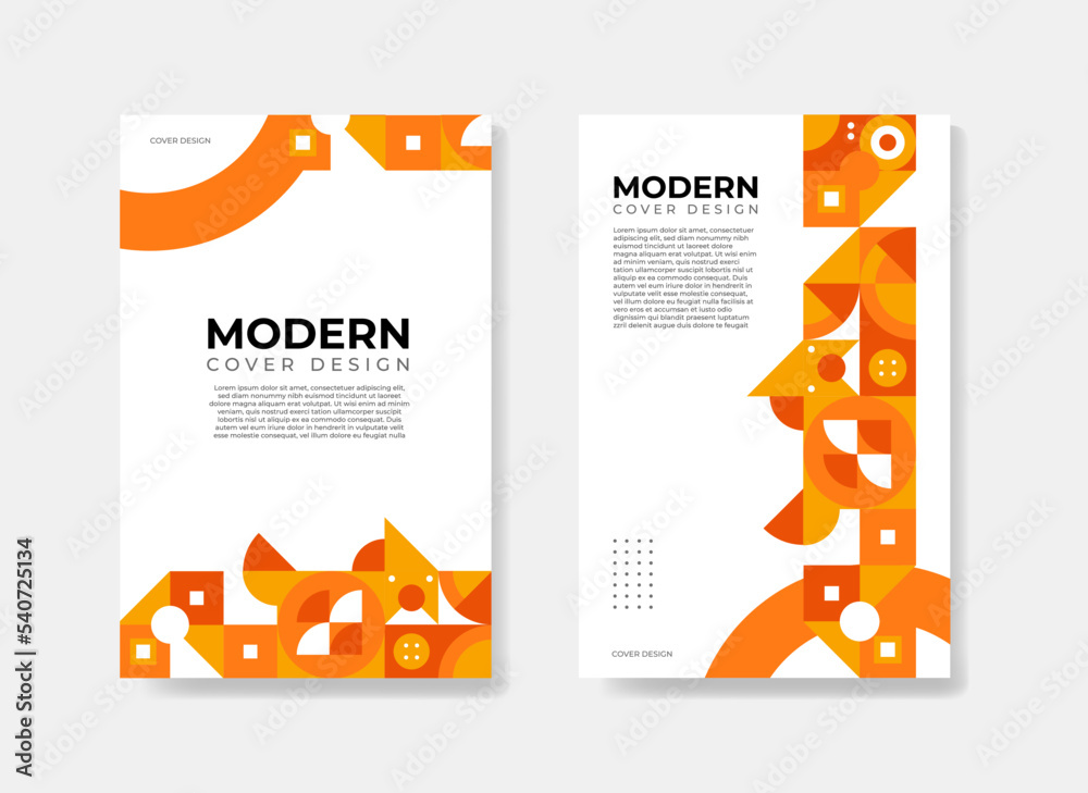 Modern geometric shapes cover template design with orange color ...