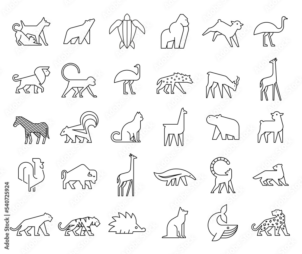 Animals logos collection. Animal logo set. Isolated on White background ...