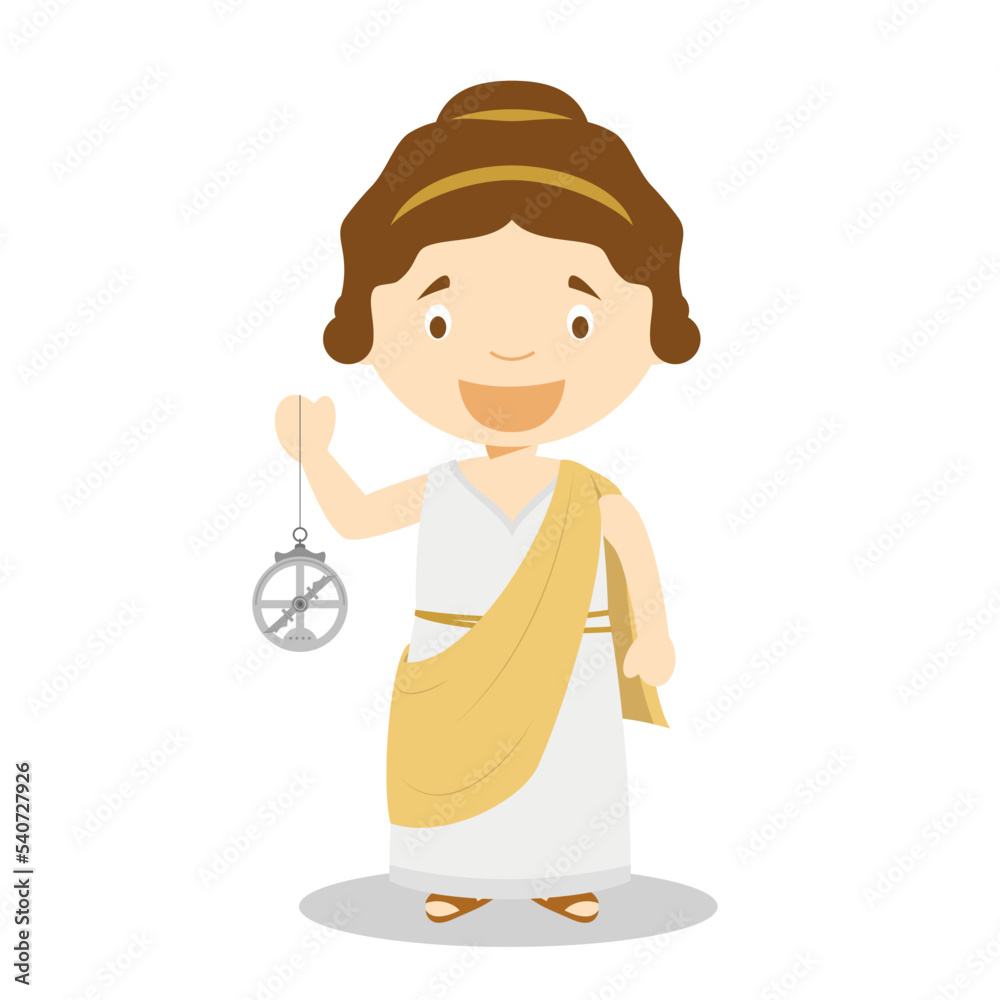 Hypatia of Alexandria cartoon character. Vector Illustration. Kids ...