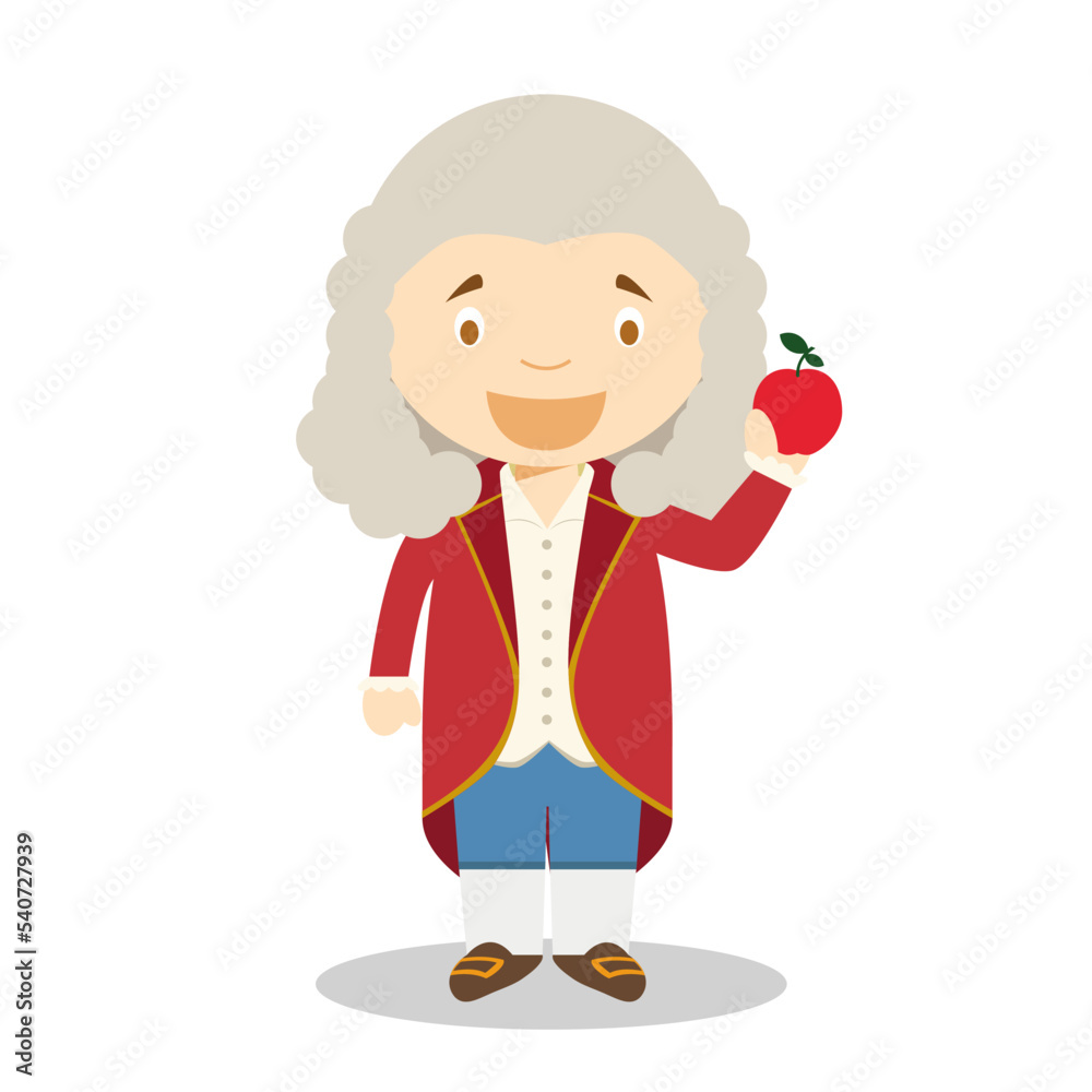 Isaac Newton cartoon character. Vector Illustration. Kids History ...