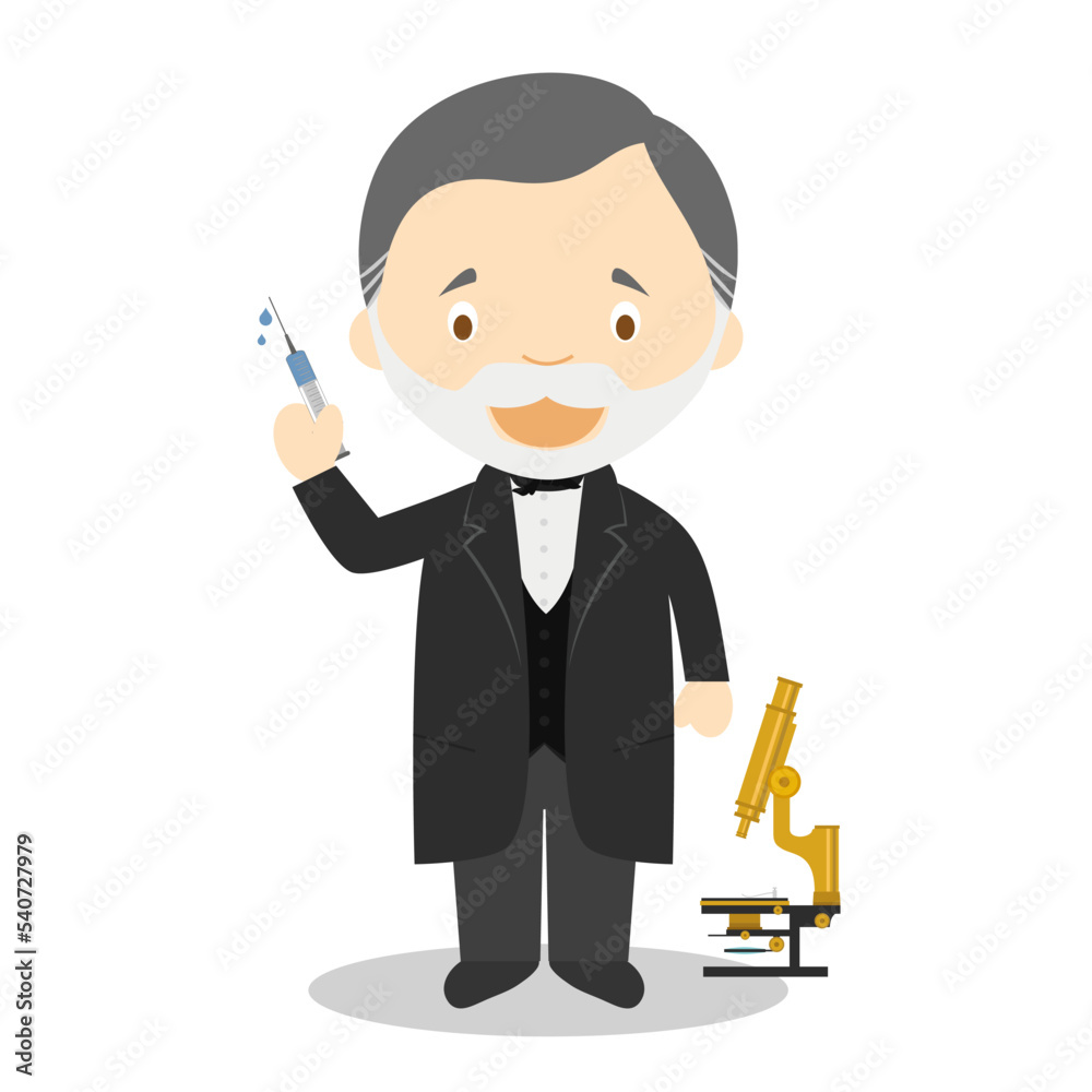 Louis Pasteur cartoon character. Vector Illustration. Kids History ...
